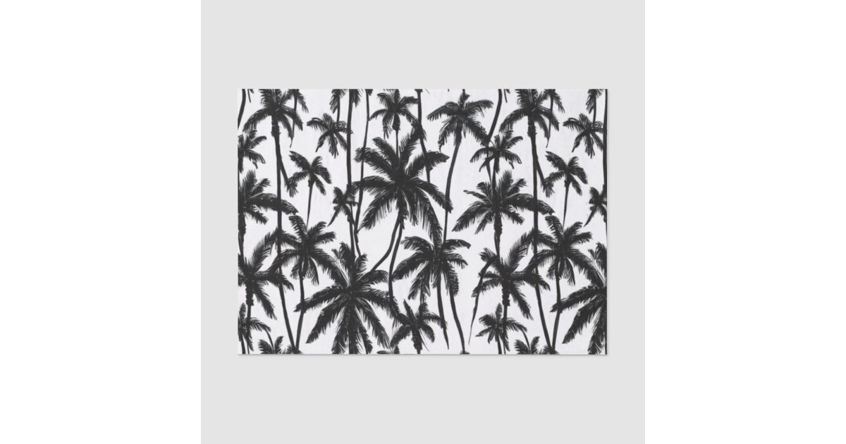 Chick Black + White Palm Tree Pattern Tissue Paper | Zazzle