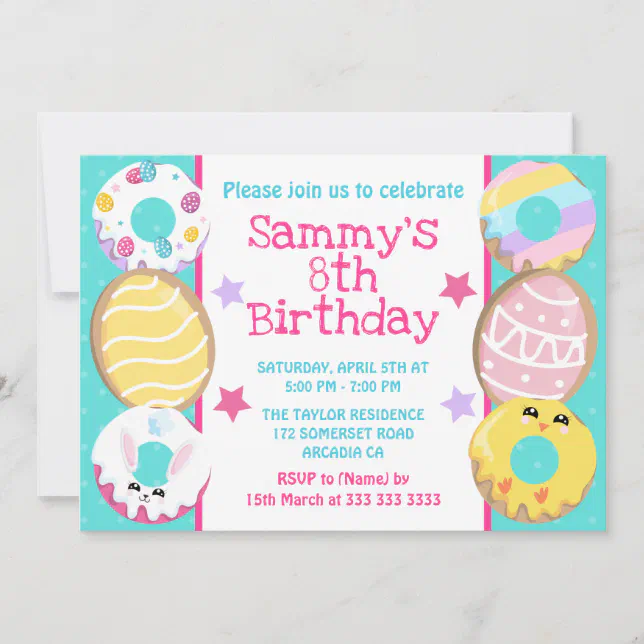 Chick Egg Bunny Easter Cookie Birthday Party Invitation | Zazzle