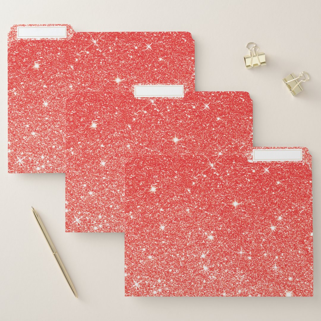 Chick Faux Red Ombre Glitter Luxury Glam File Folder | Zazzle
