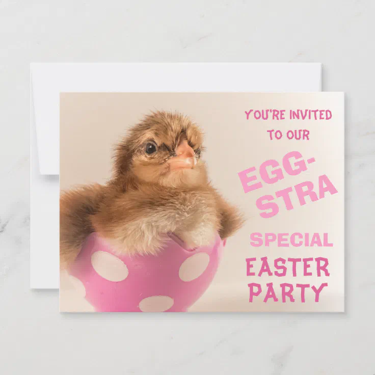 Chick in Egg Eggstra Special Easter Party Invitation | Zazzle