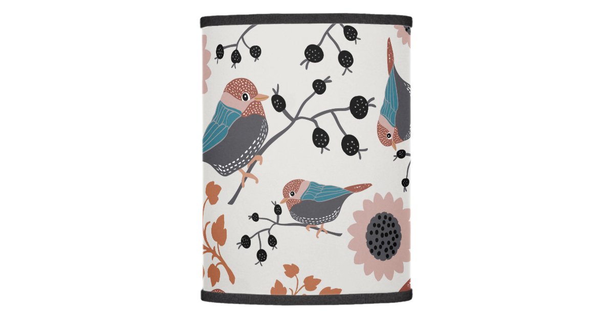 Chickadee Bird And Berry Pattern Floral Design Lamp Shade | Zazzle