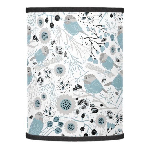 Chickadee Birds Cute Blue Gray Flowers Berries Lamp Shade | Zazzle