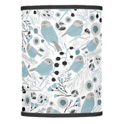 Chickadee Birds Cute Blue Gray Flowers Berries Lamp Shade | Zazzle