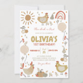 Chicken 1st Birthday Invitation Fall Party | Zazzle