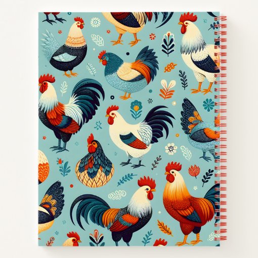 Chicken and Rooster Design Personalise Notebook | Zazzle
