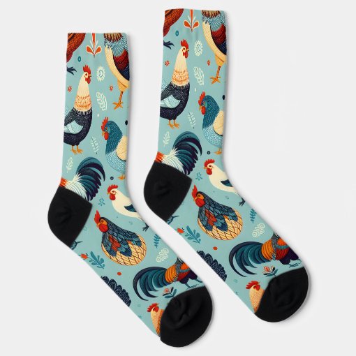 Chicken and Rooster Design Socks | Zazzle