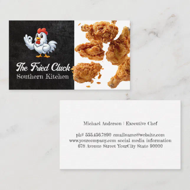 Chicken Character Logo | Falling Fried Chicken Business Card | Zazzle