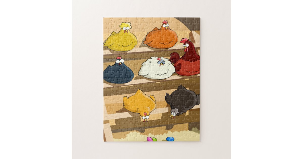 Chicken Coop Easter Eggs Jigsaw Puzzle | Zazzle