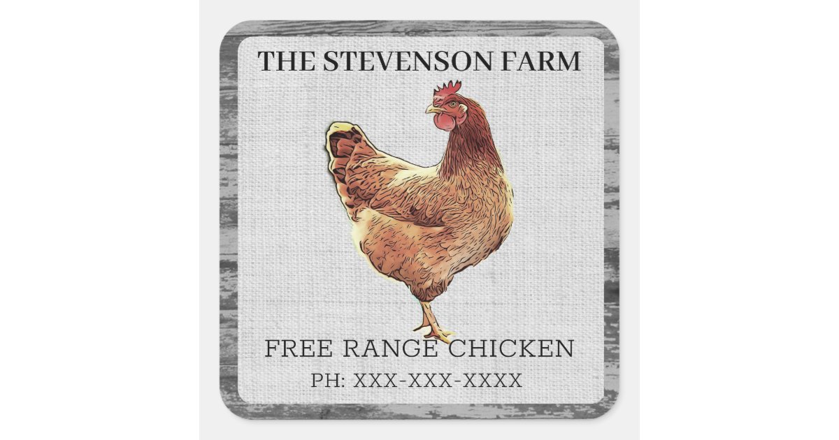 Chicken Farm Broiler Meat Birds Free Range Square Sticker | Zazzle