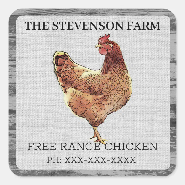 Chicken Farm Broiler Meat Birds Free Range Square Sticker | Zazzle