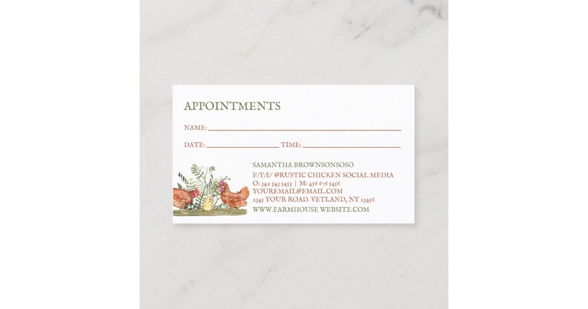 Chicken Farm Fresh Eggs appointments Business Card | Zazzle