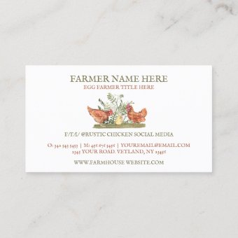 Chicken Farm Fresh Eggs Business Card | Zazzle