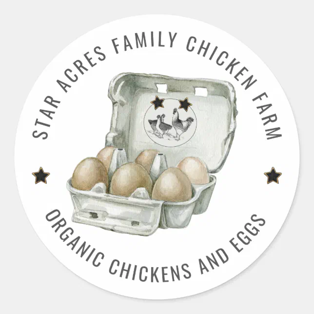 Chicken Farm Fresh Organic Eggs Classic Round Sticker | Zazzle