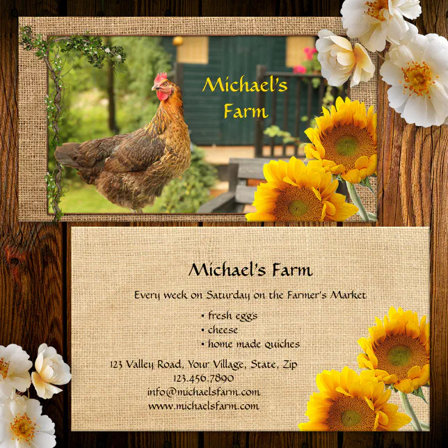 Chicken Farmer's Market Business Card | Zazzle