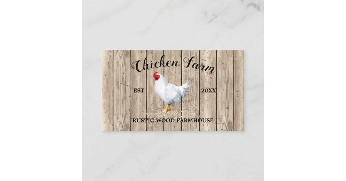 Chicken Farmhouse Wood Rustic Business Card | Zazzle
