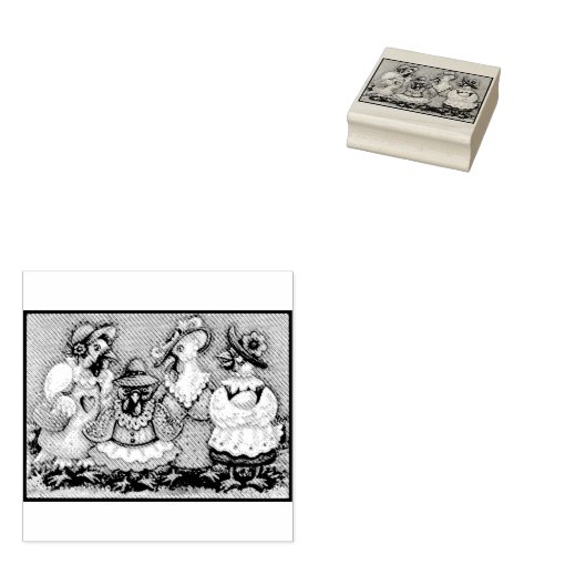 CHICKEN FRIENDS, HEN PARTY RUBBER STAMP | Zazzle