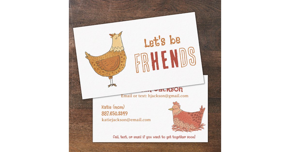 Chicken Friends Pun Kids Calling Card | Zazzle
