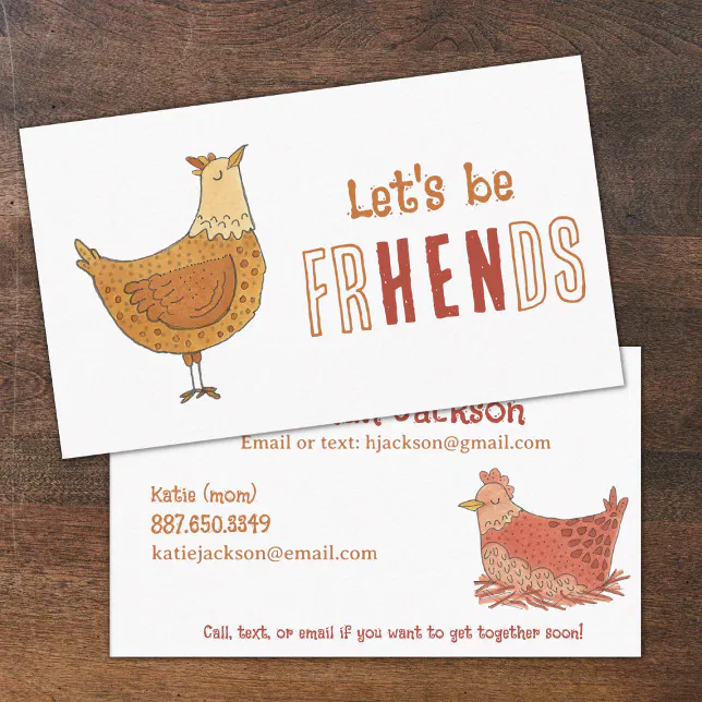Chicken Friends Pun Kids Calling Card | Zazzle