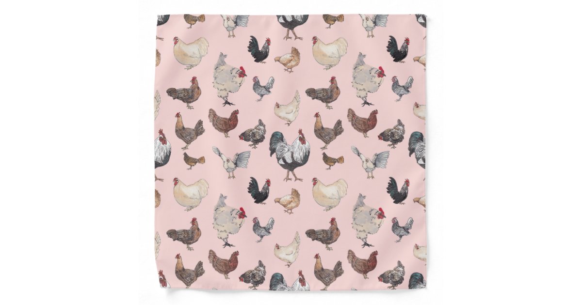 Chicken Happy in Pink Bandana | Zazzle