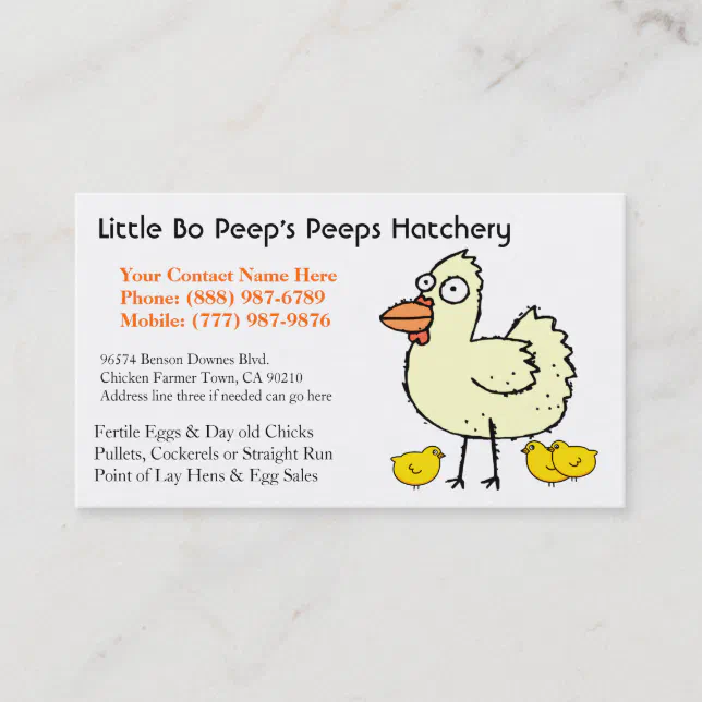 Chicken Hatchery Business or Poultry Producer Business Card | Zazzle