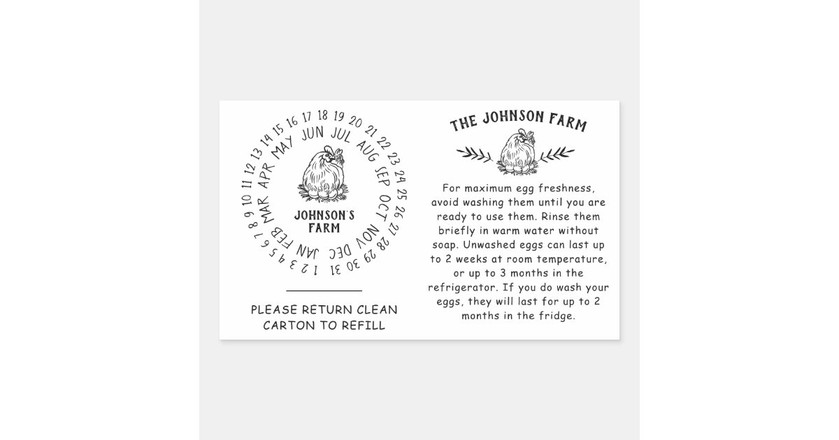 Chicken Hen Egg Handling Return Carton Date Wheel Rectangular Sticker ...