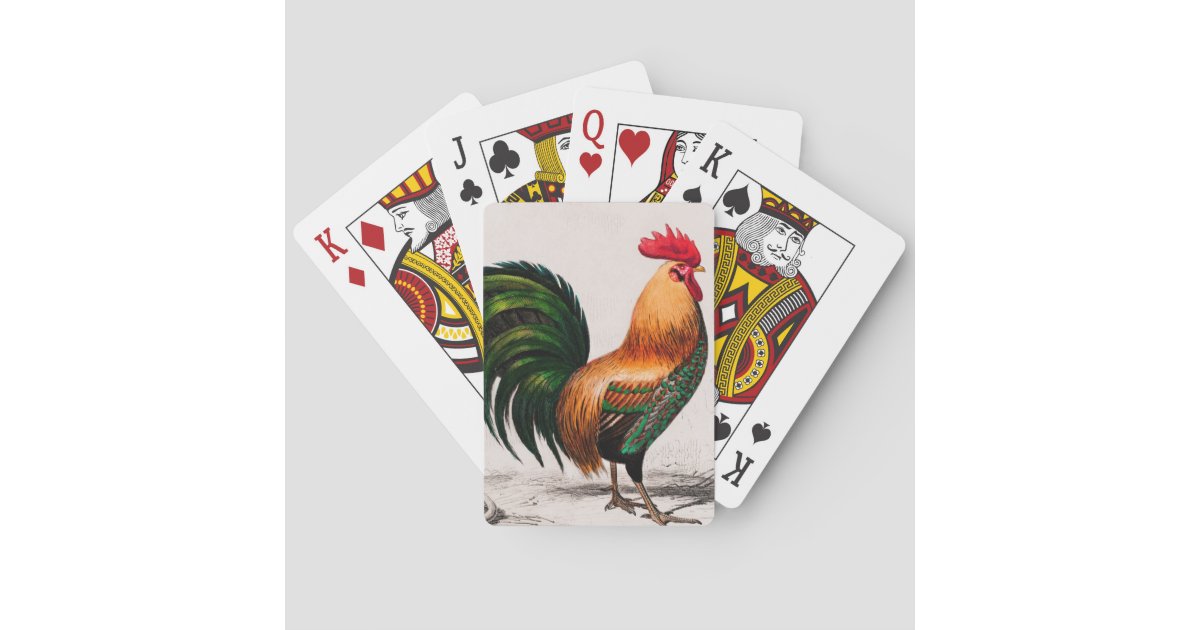 Chicken illustrated poker cards | Zazzle