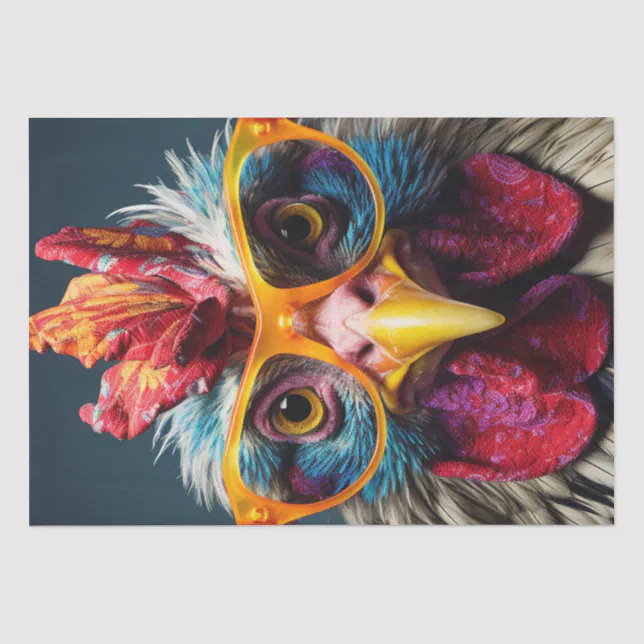 Chicken in Red Glasses Wackadoodle Decoupage Tissue Paper | Zazzle