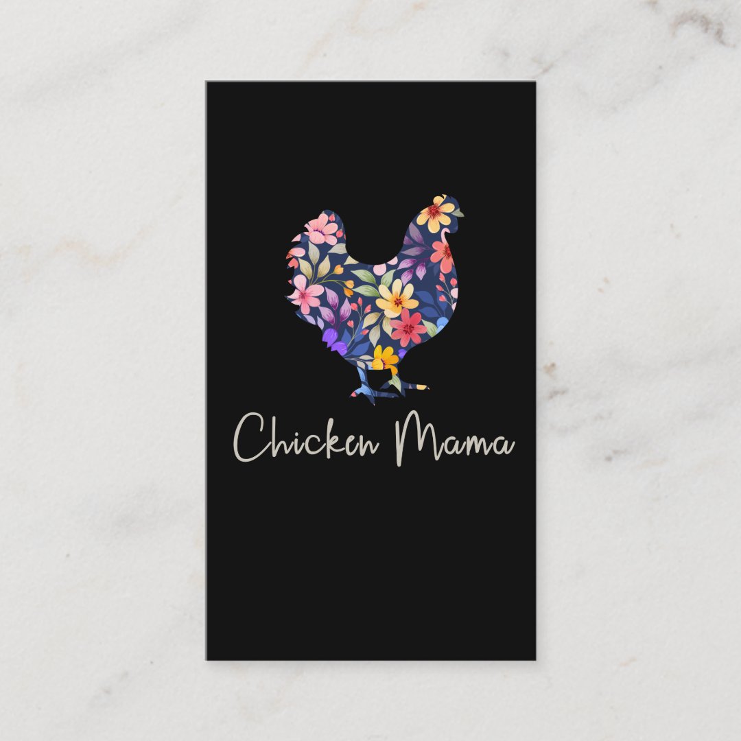 Chicken mama hen flowers farmer cute chicken business card | Zazzle