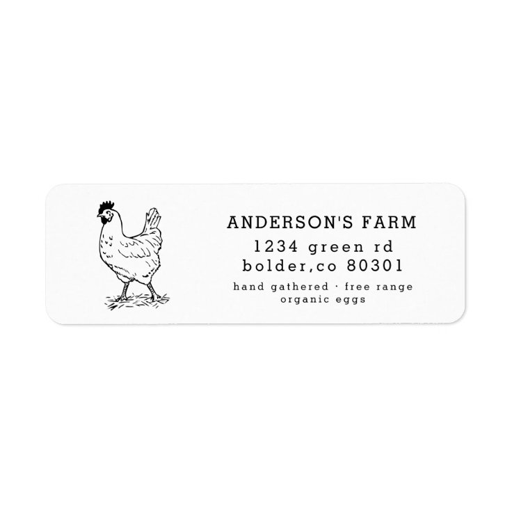 chicken organic egg farm return address label | Zazzle