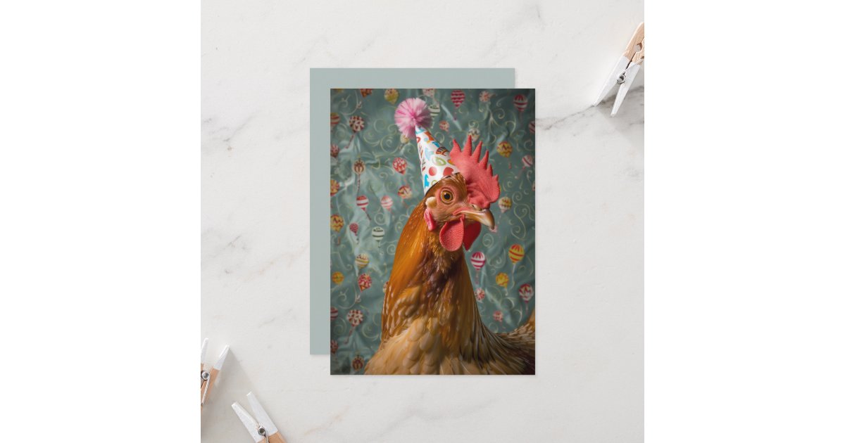 Chicken Party Hat Invitation | Zazzle