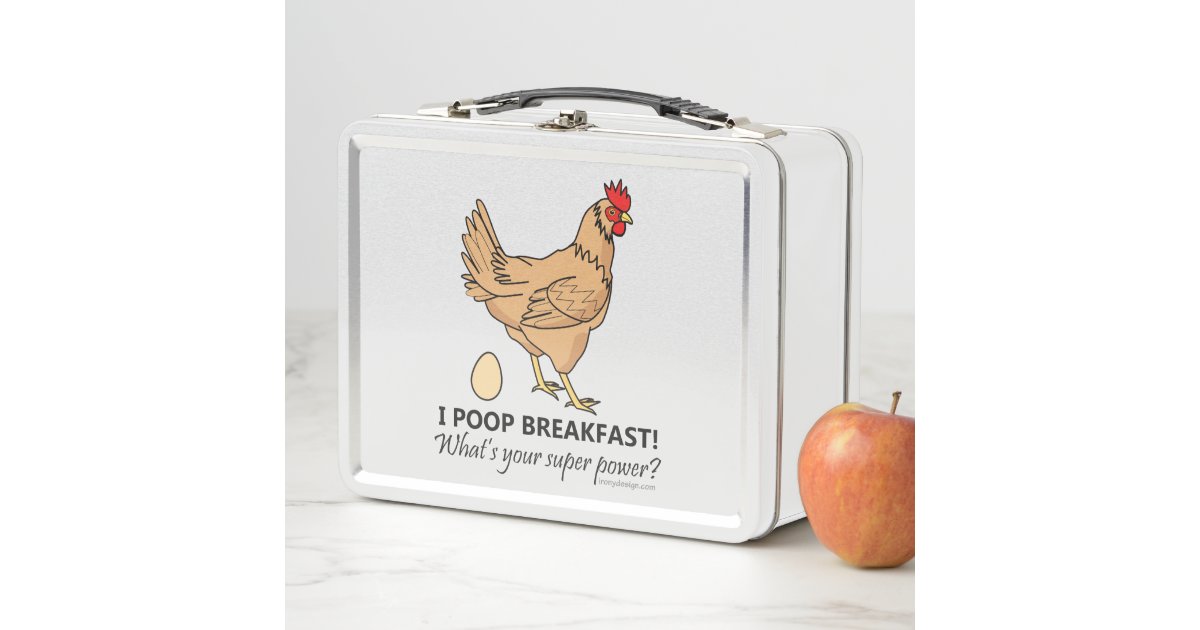 Chicken Poops Breakfast Funny Design Metal Lunch Box | Zazzle