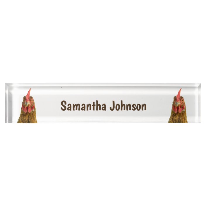 Chicken Portraits on White Desk Name Plate | Zazzle.com