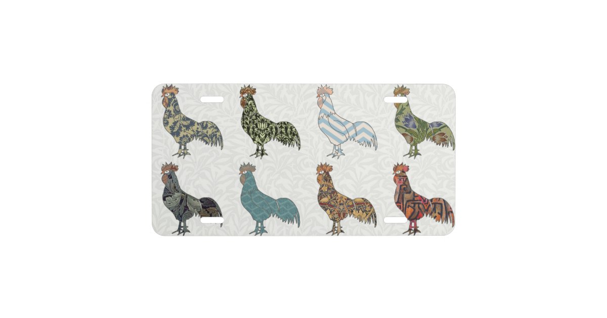 Chicken Rooster Colorful Pattern Farm License Plate | Zazzle