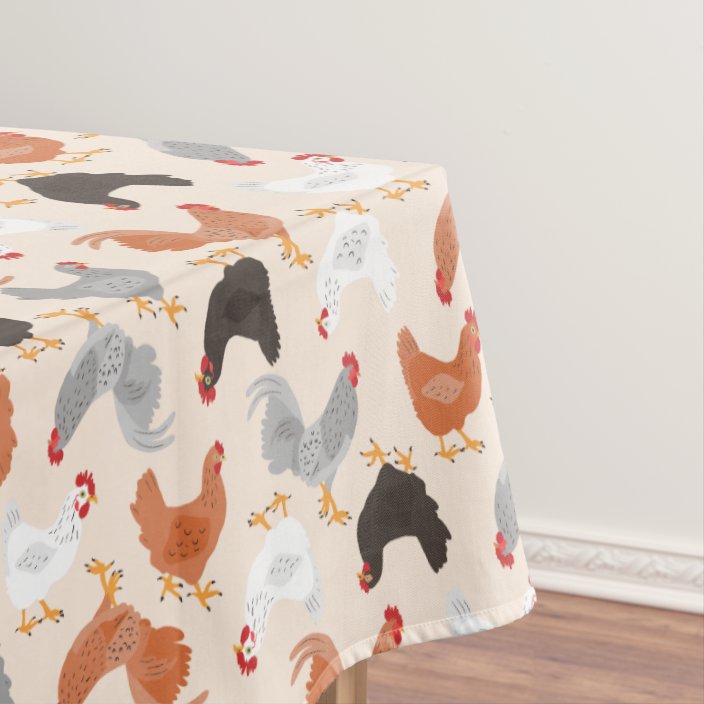 Chickens and Roosters Pattern Tablecloth | Zazzle.com