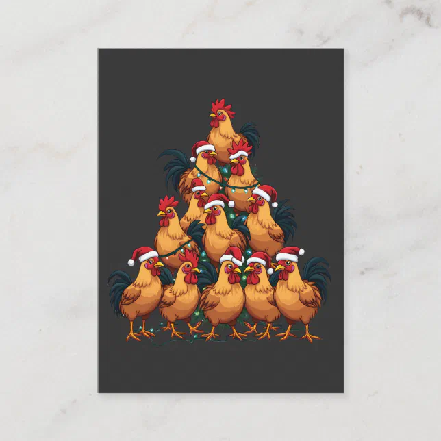 Chickens Christmas tree Merry Christmas Funny Xmas Enclosure Card | Zazzle