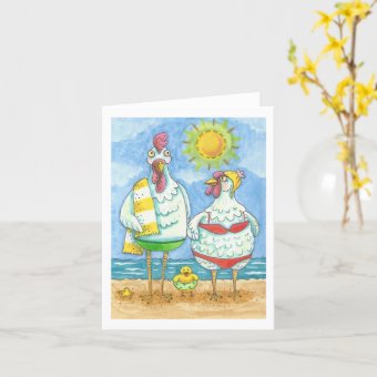 CHICKENS OF THE SEA, FUNNY CARTOON NOTE CARD Blank | Zazzle