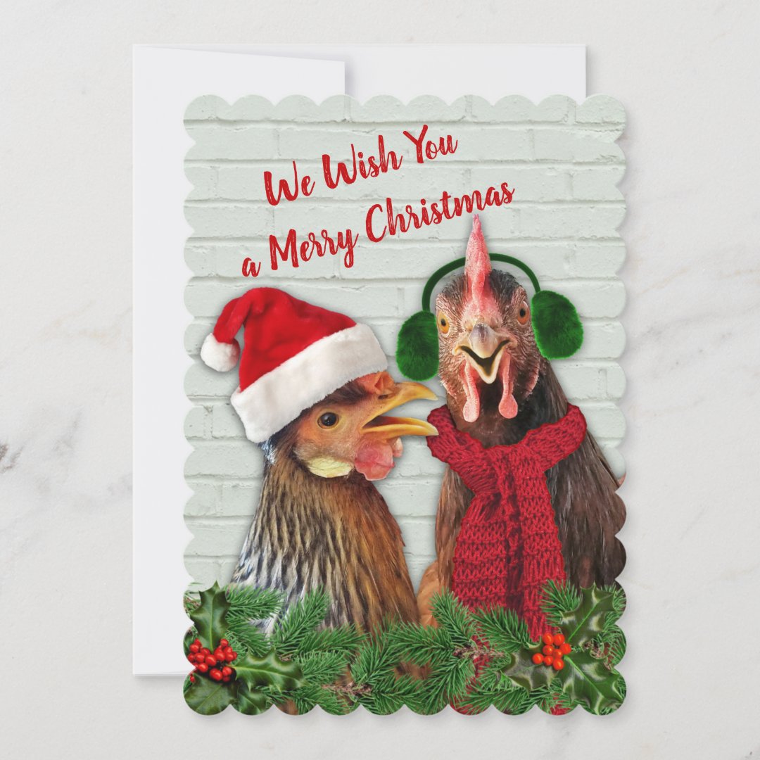 Chickens Wish You A Merry Christmas Holiday Card | Zazzle