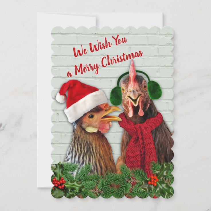 Chickens Wish You A Merry Christmas Holiday Card | Zazzle