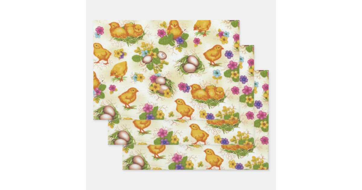 Chicks and Easter Eggs Wrapping Paper Sheets | Zazzle