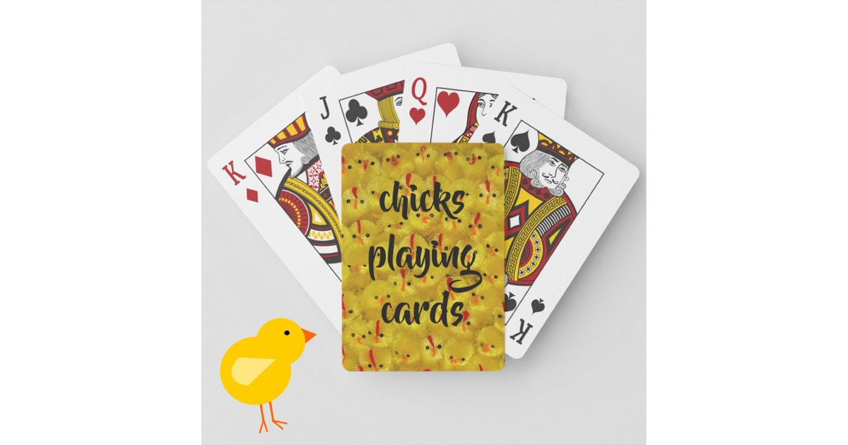 "Chicks Playing Cards" Cute Fun Yellow Pattern Poker Cards | Zazzle