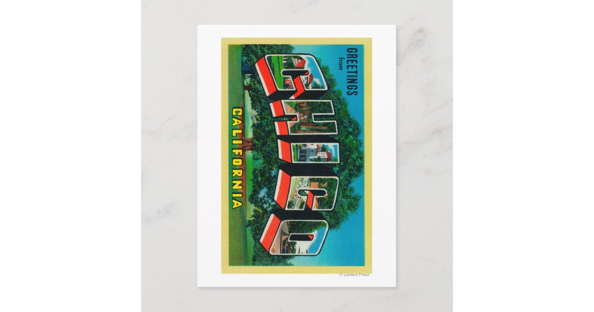 Chico, California - Large Letter Scenes Postcard | Zazzle