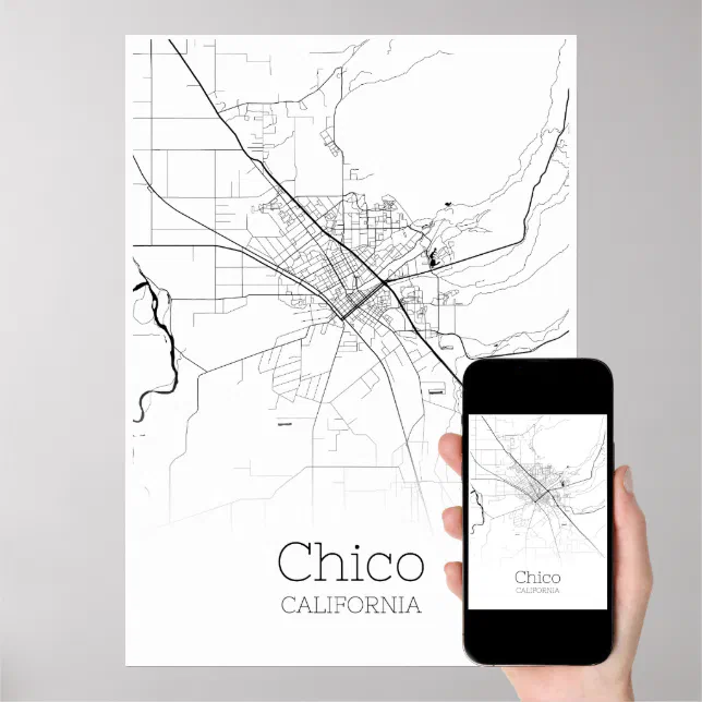 Chico Map - California - City Map Poster | Zazzle