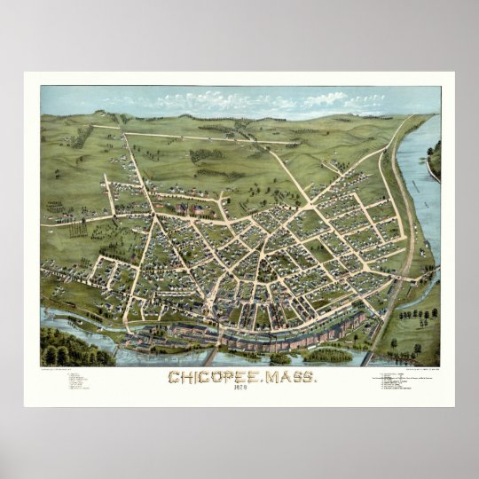Chicopee, MA Panoramic Map - 1878 Poster | Zazzle.com