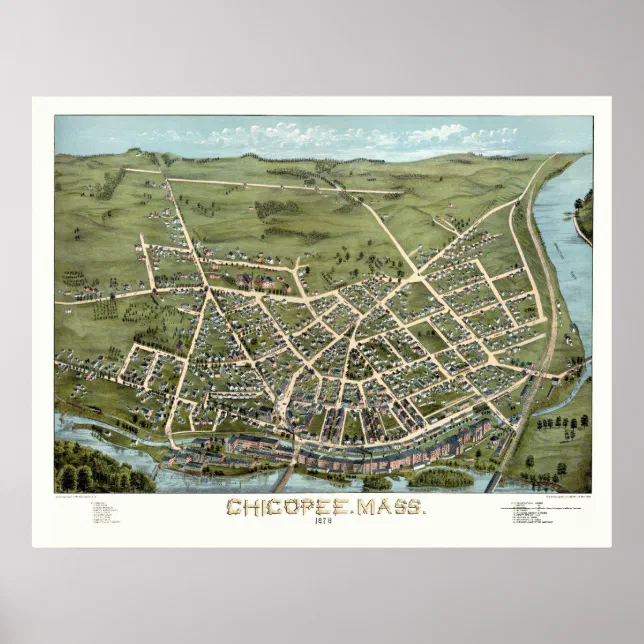 Chicopee, MA Panoramic Map - 1878 Poster | Zazzle