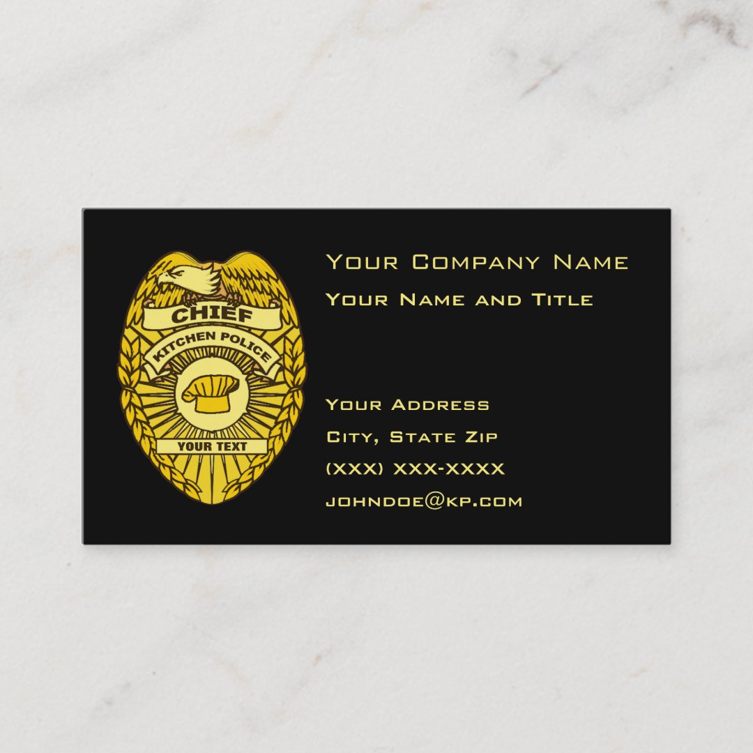 Chief Of Kitchen Police Badge Business Card | Zazzle