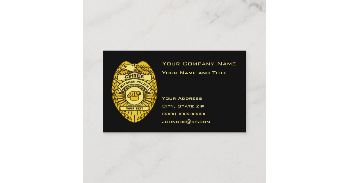 Chief Of Kitchen Police Badge Business Card | Zazzle