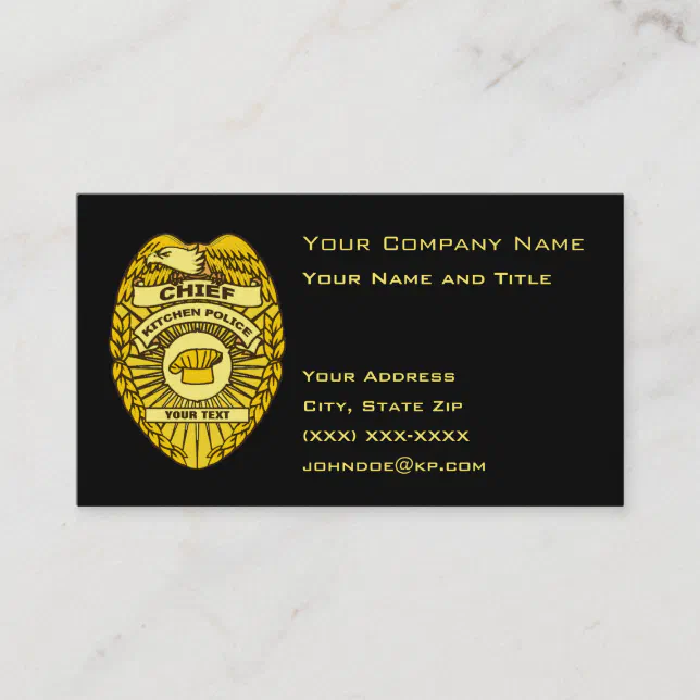 Chief Of Kitchen Police Badge Business Card | Zazzle