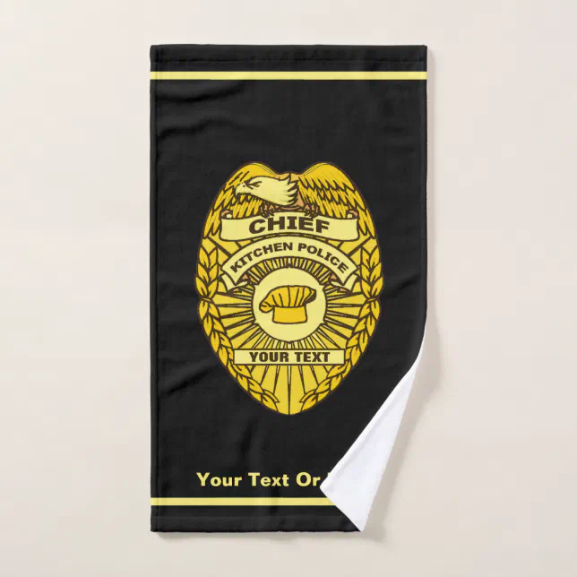 Chief Of Kitchen Police Badge Hand Towel | Zazzle