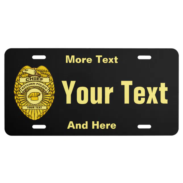 Chief Of Kitchen Police Badge License Plate | Zazzle