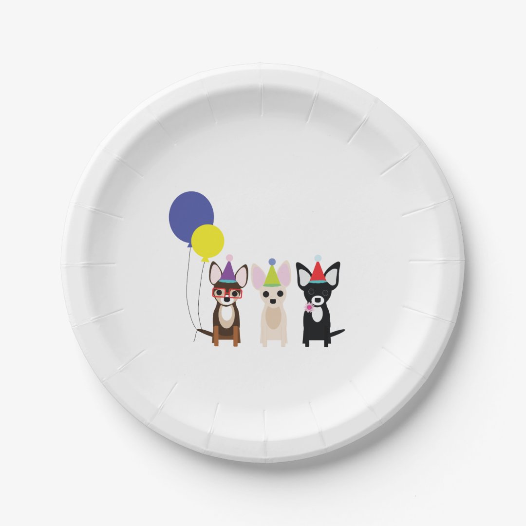 Chihuahua Birthday Party Paper Plates | Zazzle